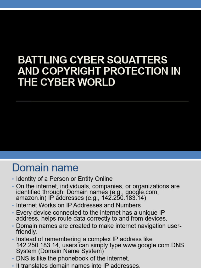 Battling Cyber Squatters and Copyright Protection - 1 | PDF | Copyright ...