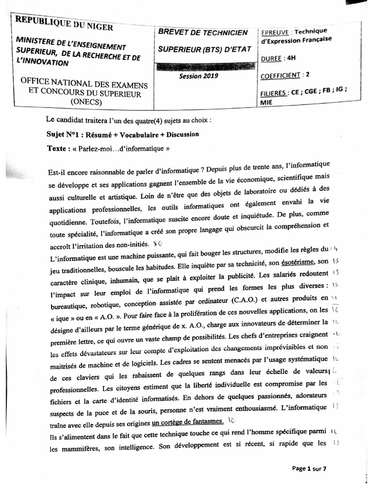 BTS Français | PDF
