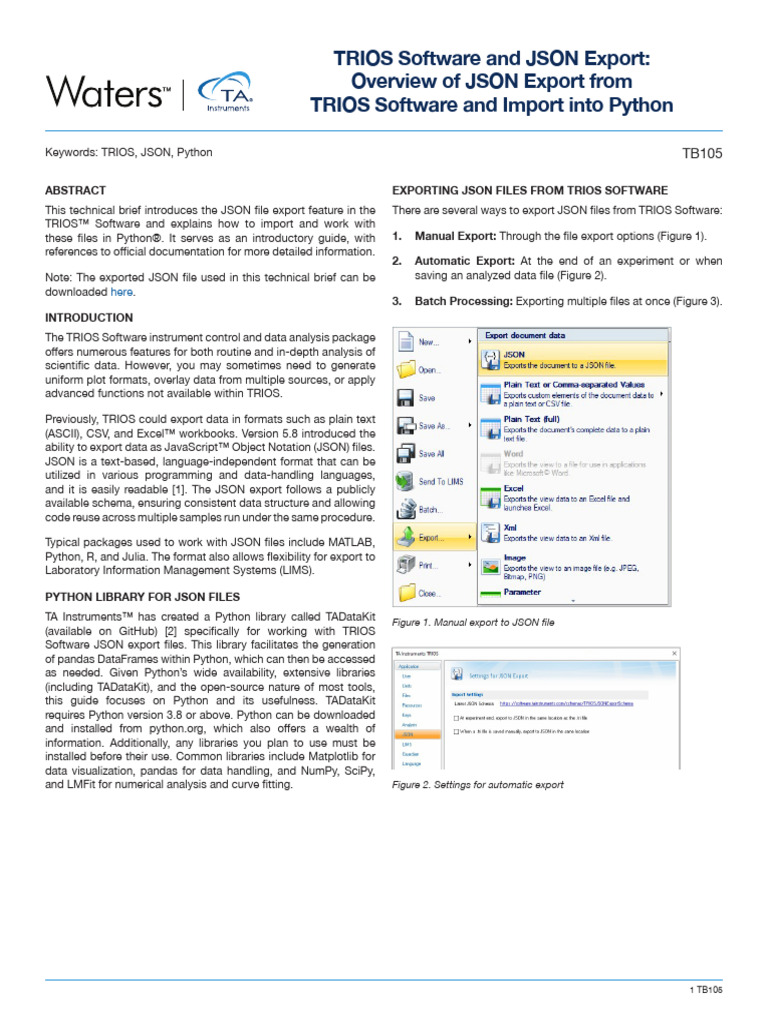TRIOS Software and JSON Export | PDF | Json | Python (Programming Language)