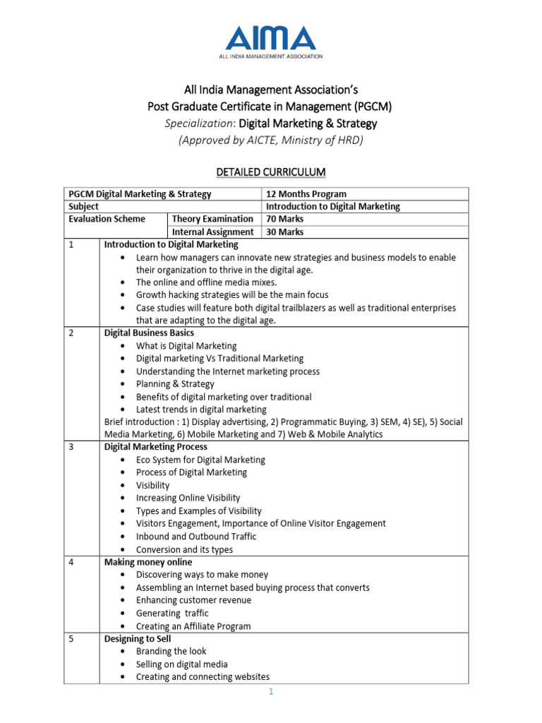 PGCM in Digital Marketing Overview | PDF | Digital Marketing | Marketing