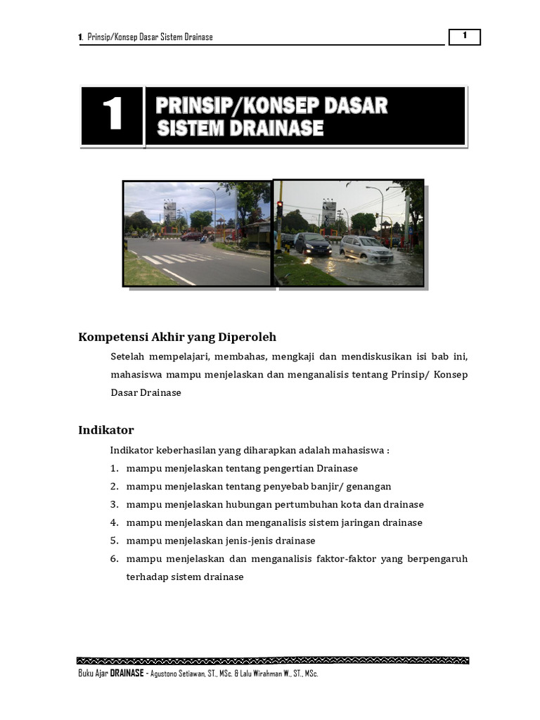 Buku Ajar Drainase - 1. Prinsip Dasar Sistem Drainase | PDF