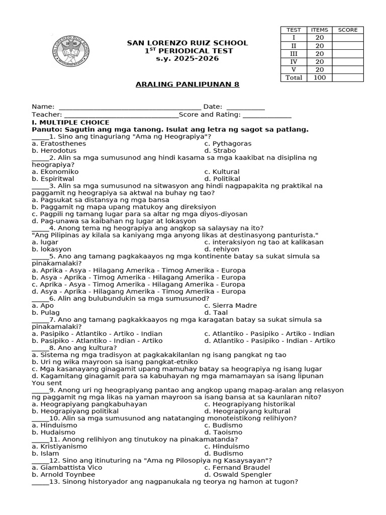 Ap 8 - 1ST Periodical | PDF