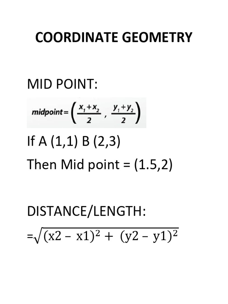 Coordinate Geometry Basics: Midpoint, Distance, Gradient | PDF | Line ...