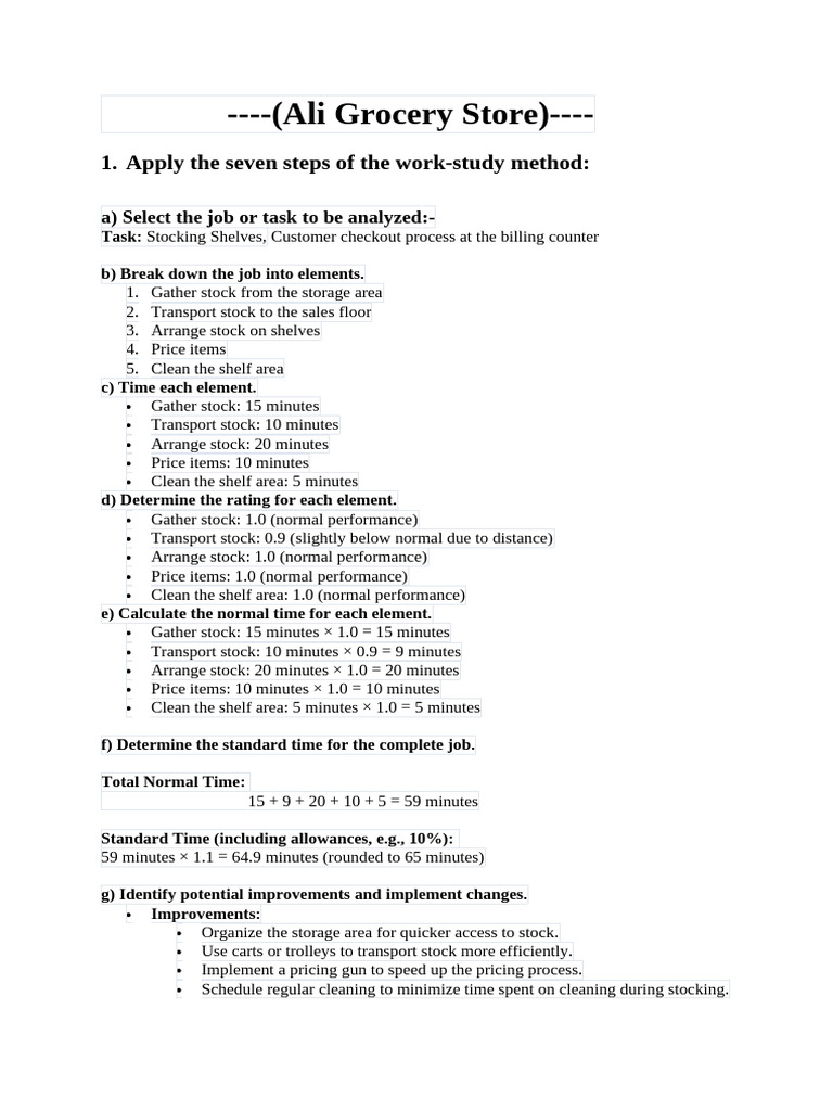 Shelf Stocking Process Analysis Guide | PDF | Inventory | Grocery Store