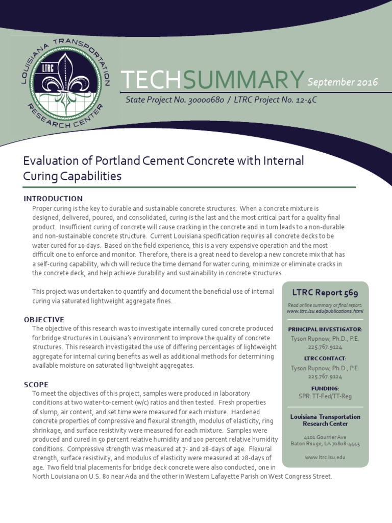 TS 569 Evaluation of Portland Cement Concrete With Internal Curing ...