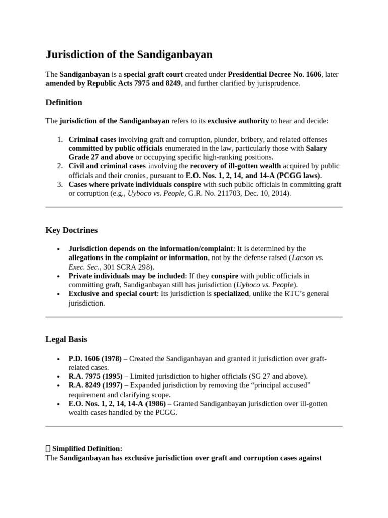 Geduspan v. People: Sandiganbayan Jurisdiction | PDF | Jurisdiction ...