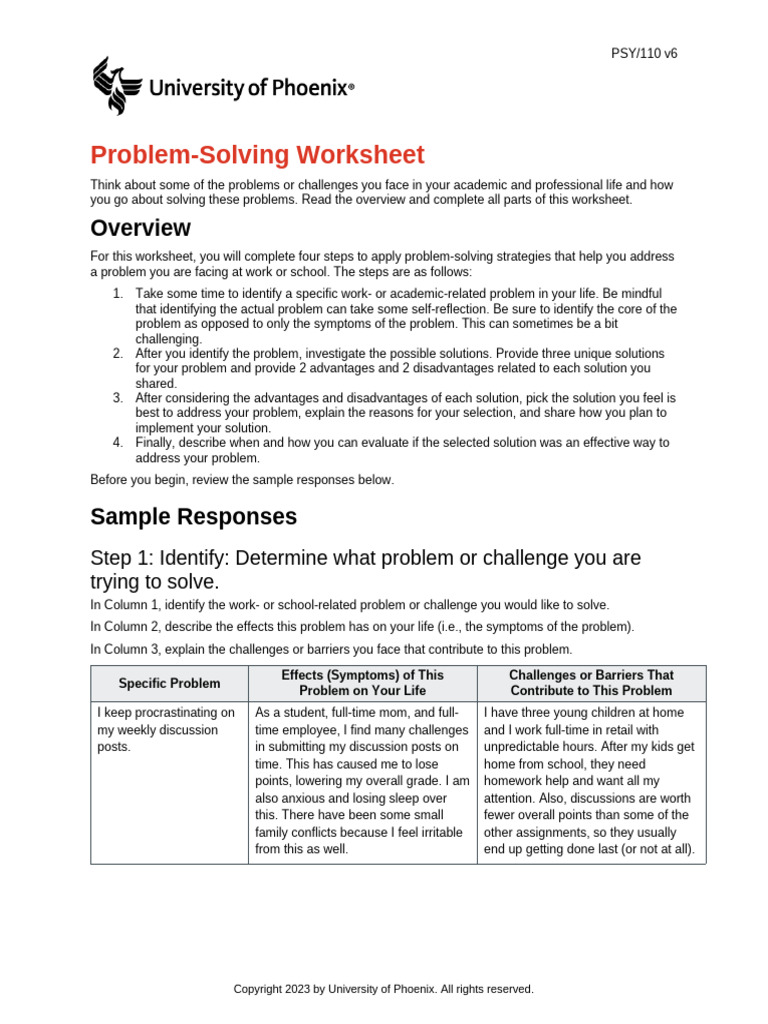 Problem-Solving Strategies Worksheet | PDF | Homework
