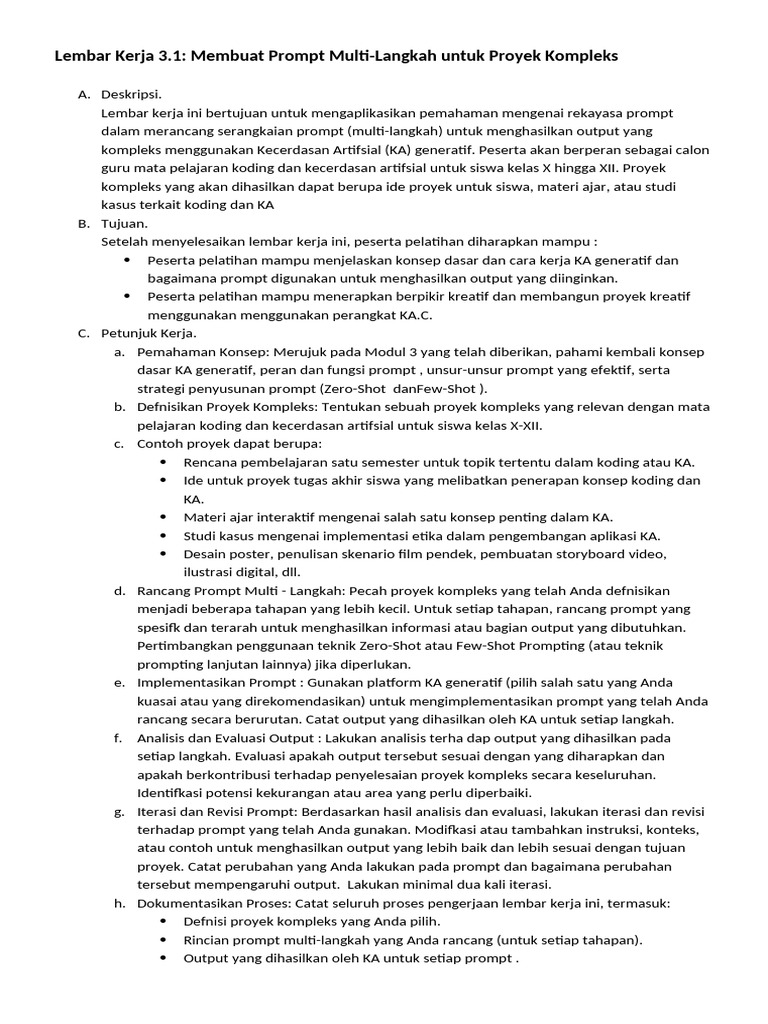 1.3.a.1. Unggah Tugas Membuat Prompt Multi-Langkah Untuk Proyek Kompleks (LK 3.1) | PDF