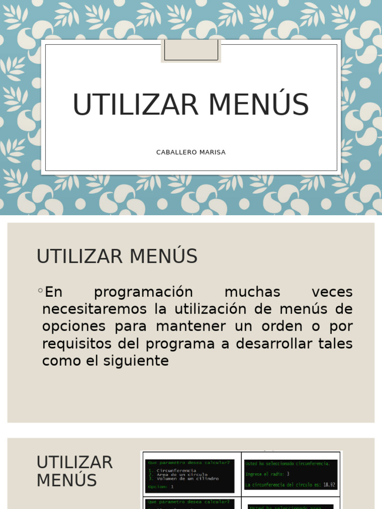 Utilizar Menús | PDF | Menú (Computación) | Informática