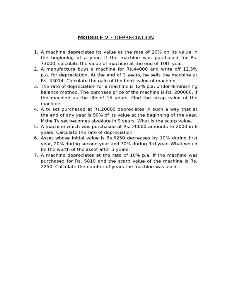 Depreciation Calculations and Examples | PDF