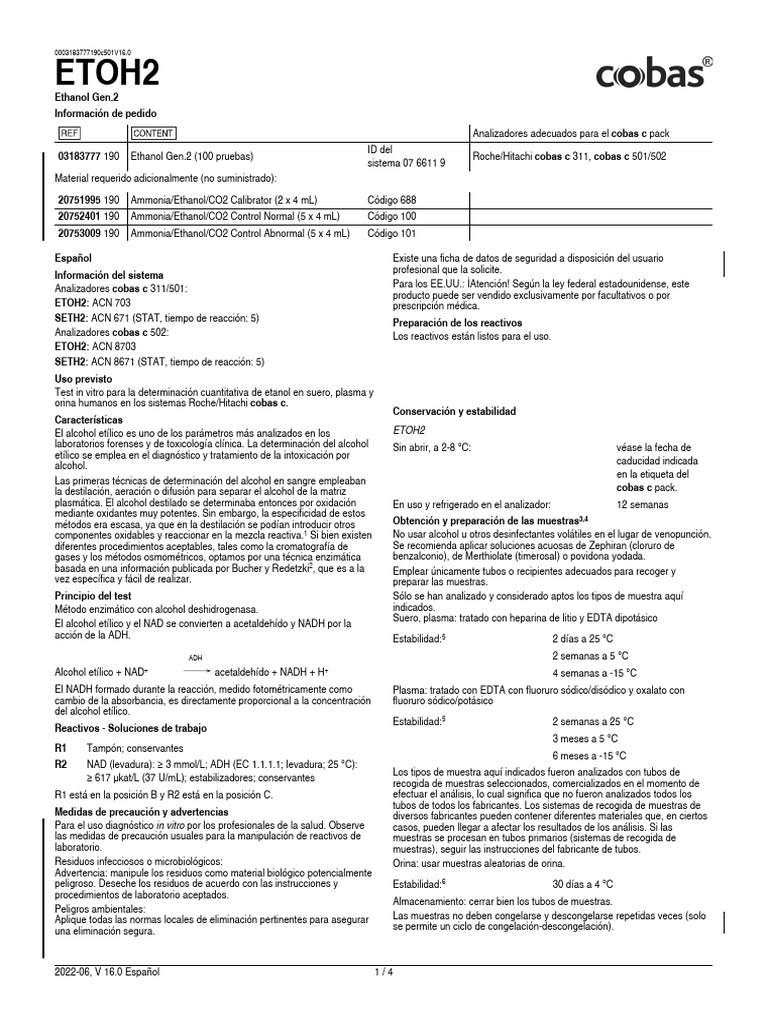 Insert ETOH2 0003183777190c501 V16 Es | PDF | Laboratorios | Calibración