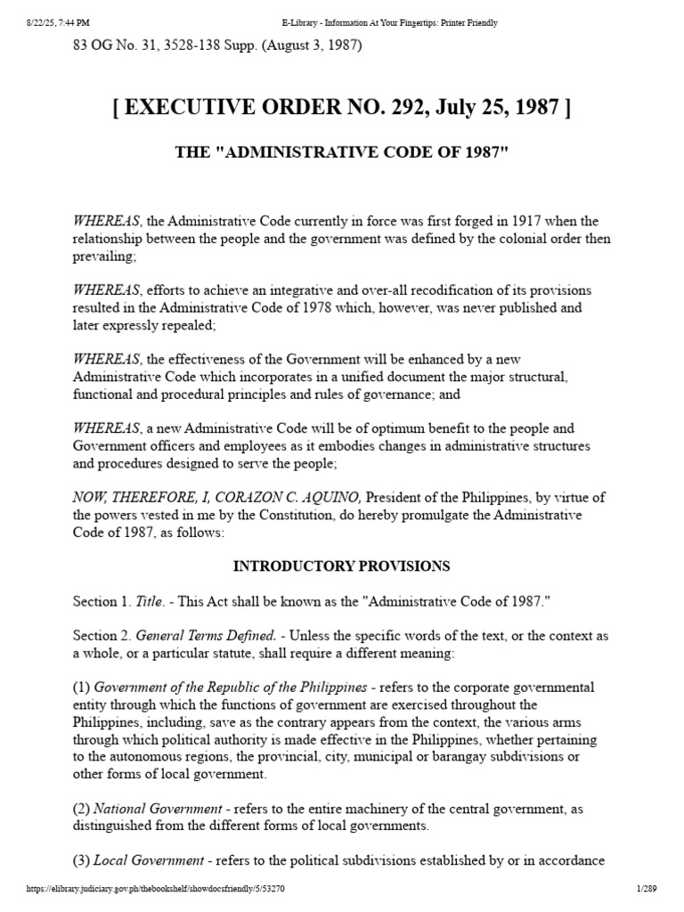 Administrative Code of 1987 Overview | PDF | Constitutional Amendment ...