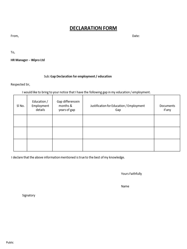 Gap Declaration | PDF