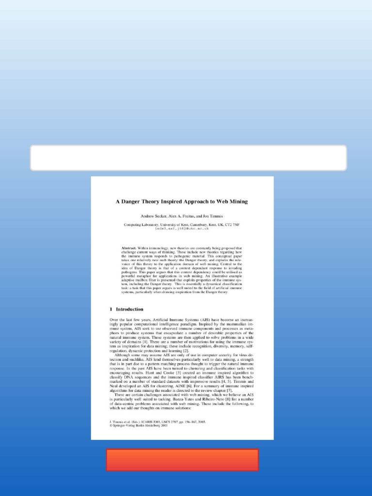 LNCS 2787 - A Danger Theory Inspired Approach To Web Mining 1st Edition ...