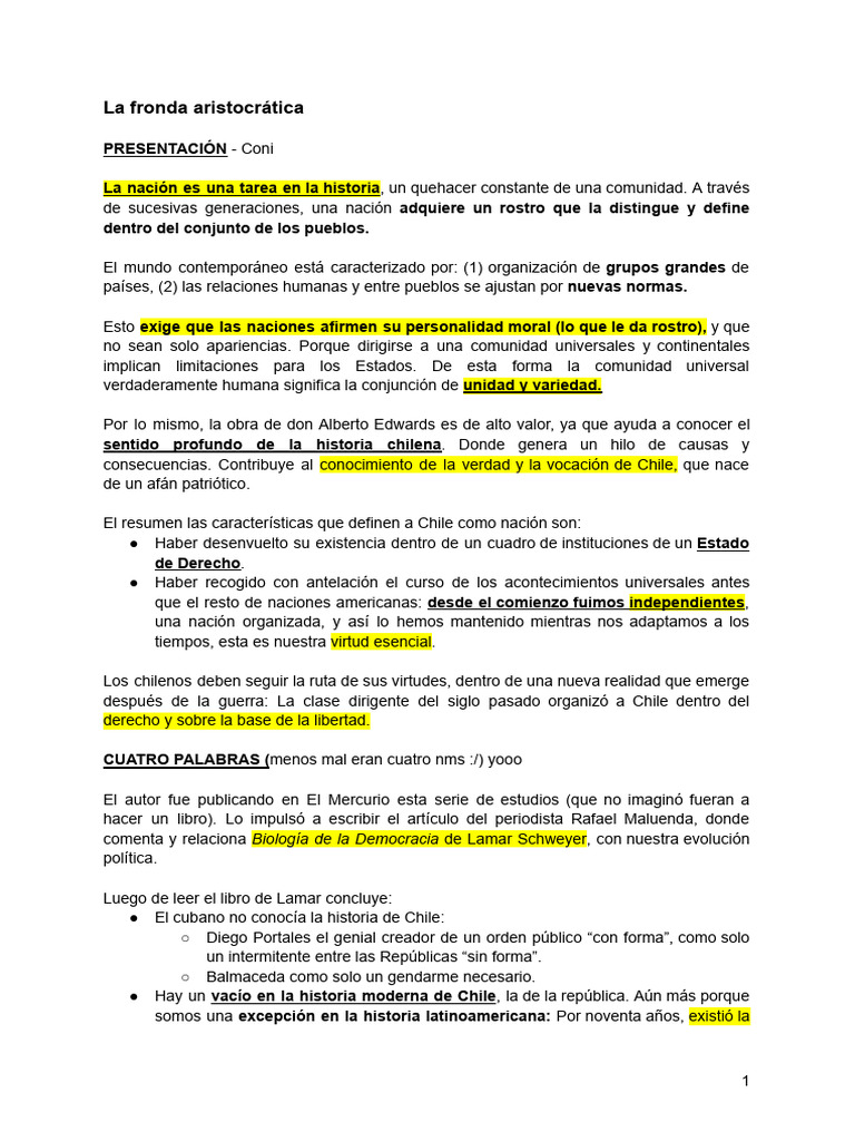 La Fronda Aristocrática Resumen | PDF | España | Nación