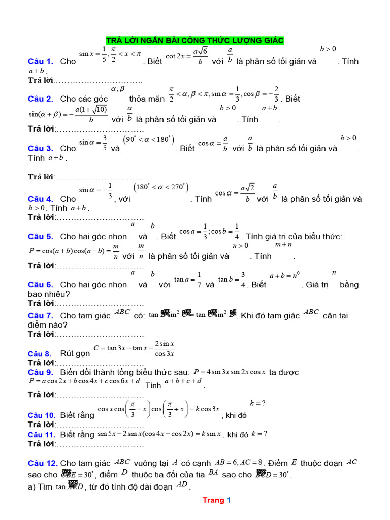 Tra Loi Ngan Bai CONG THUC LUONG GIAC PDF | PDF