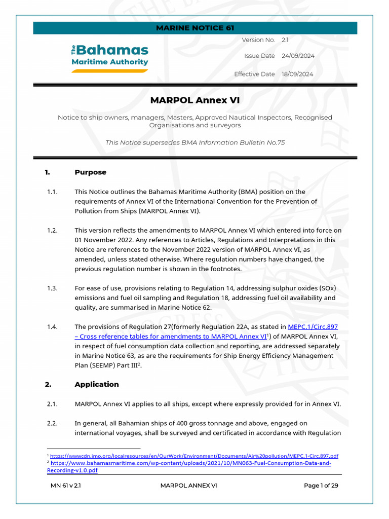 Bahamas MARPOL Annex VI Compliance Guide | PDF | Pollution