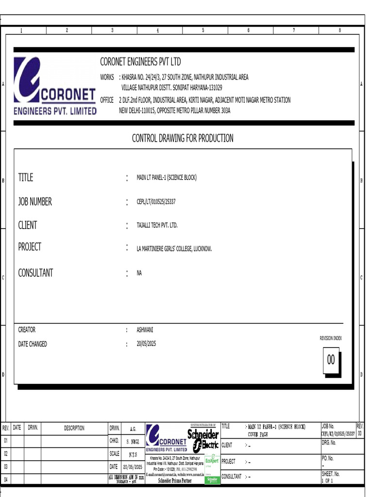 Schematic - E103 Main LT Panel-1 (Science Block) - 1 | PDF