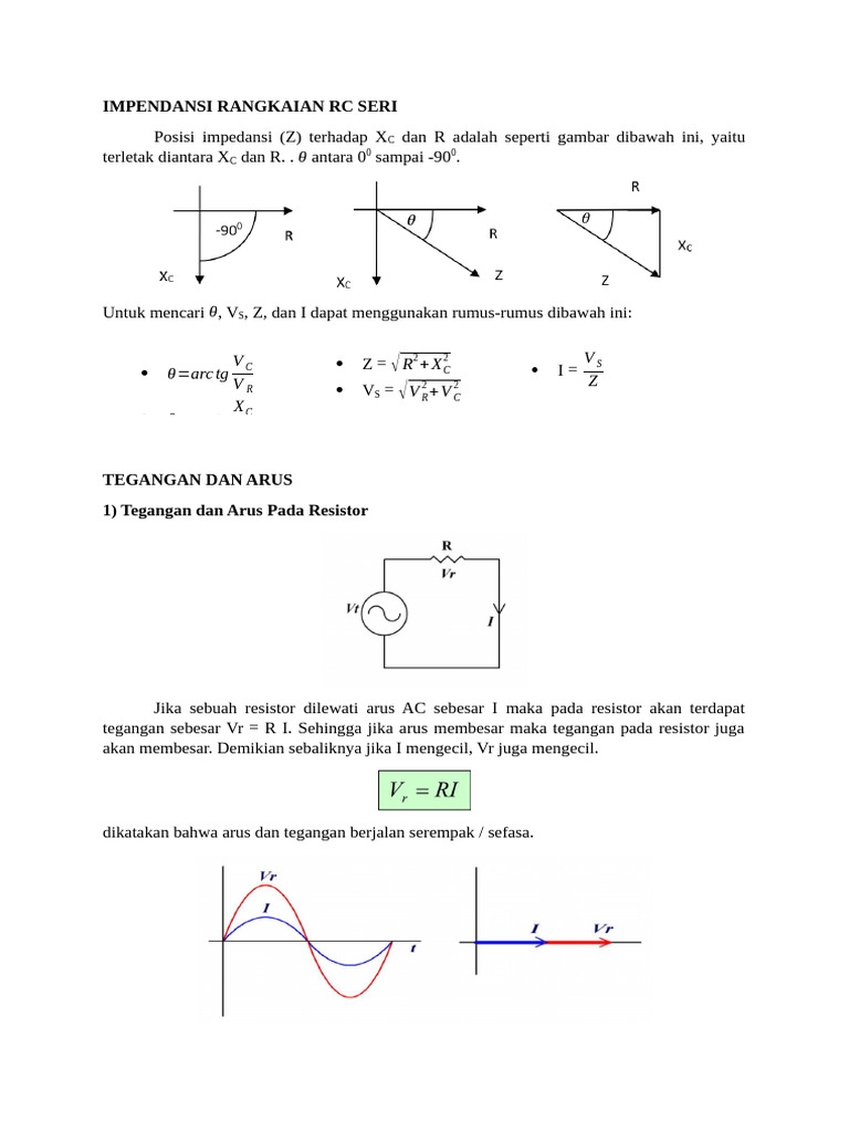 Impedansi Rangkaian RC Seri dan Aplikasinya | PDF