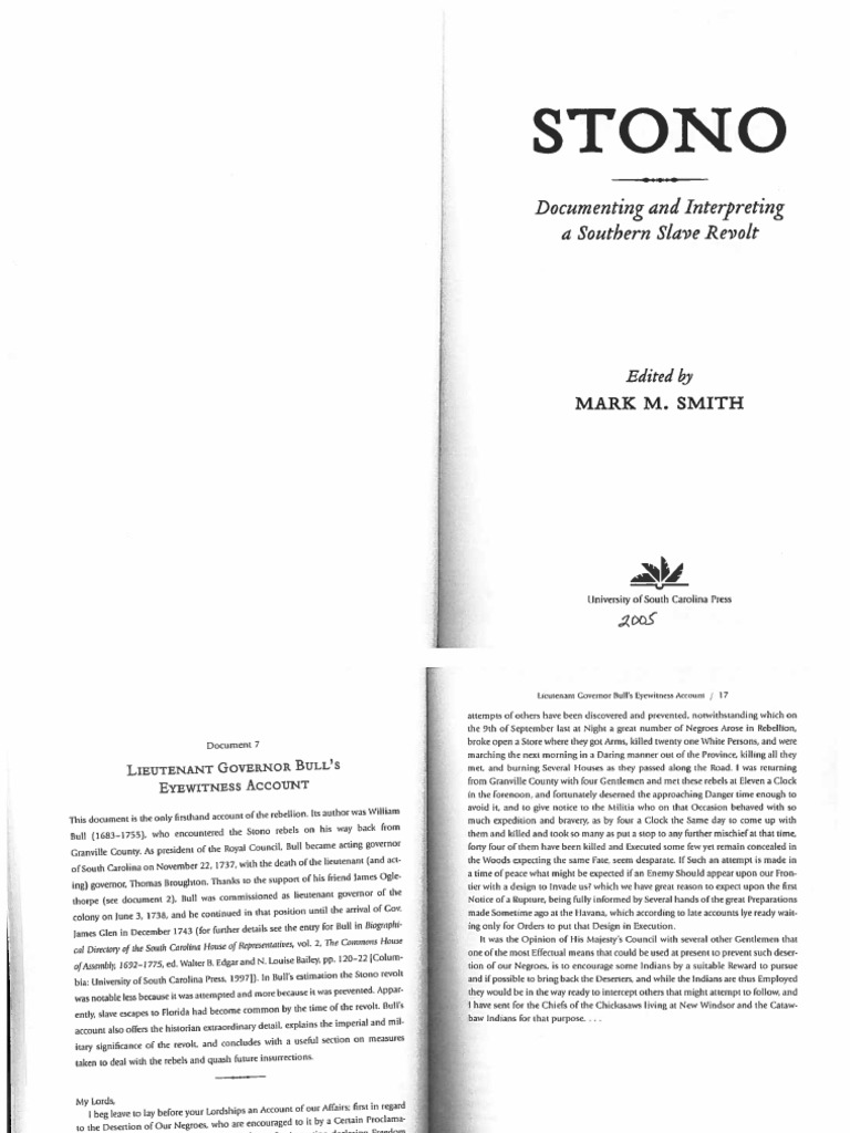 Stono Rebellion Documents | PDF