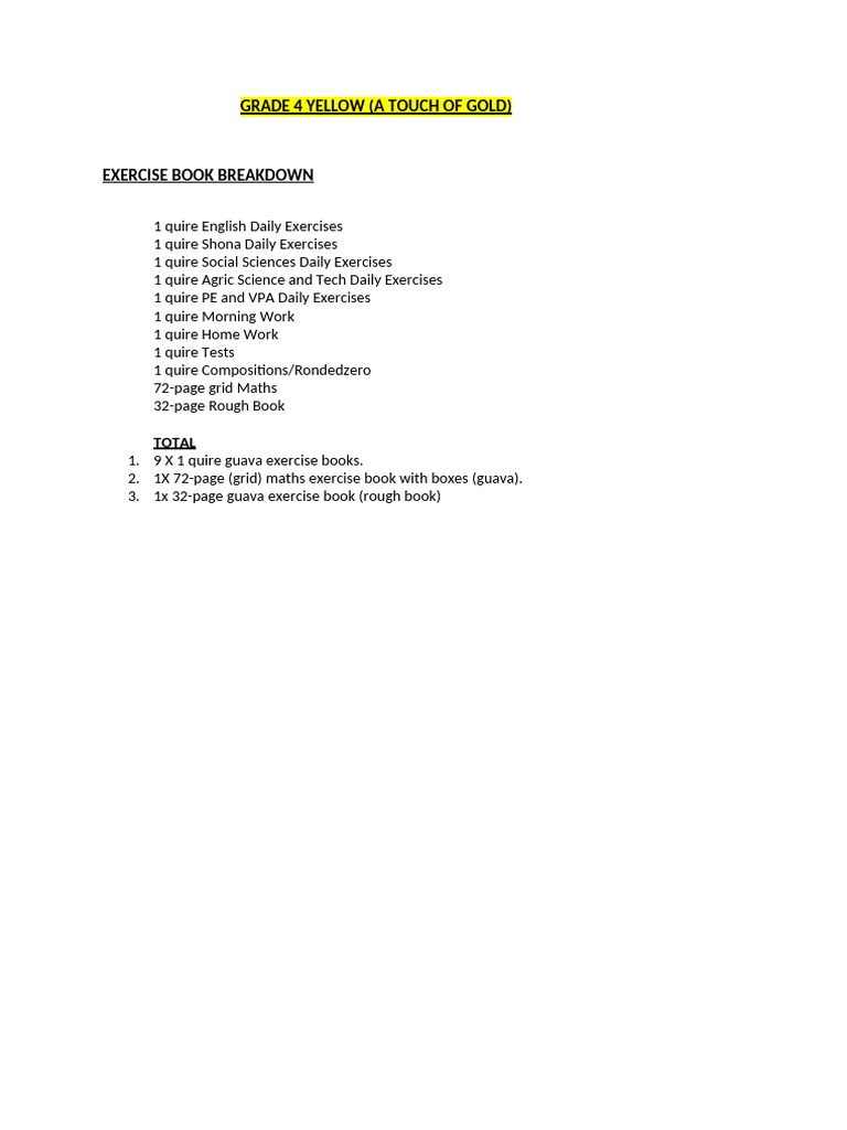 Exercise Book Breakdown-1 | PDF