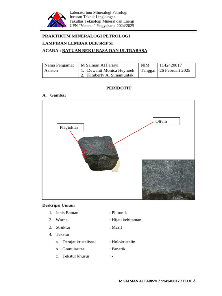 Deskripsi Peridotit dalam Praktikum | PDF