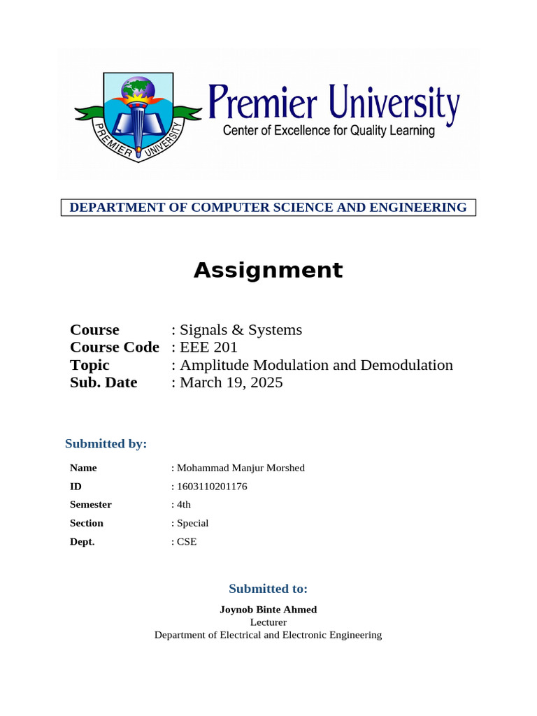 PUC Cover Page (Personal) | PDF