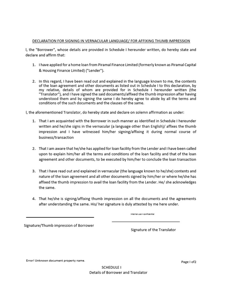 Venacualar Language Declaration | PDF | Loans