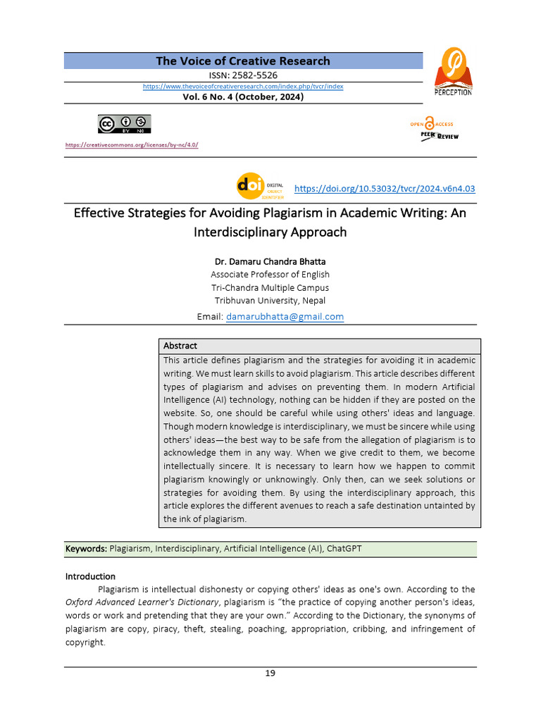 Effective Strategies For Avoiding Plagiarism in Ac | PDF | Plagiarism | Interdisciplinarity