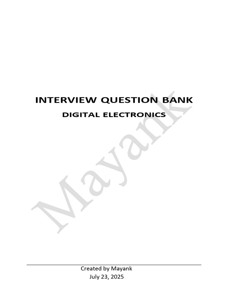 Digital Electronics Interview Questions | PDF | Analog To Digital ...