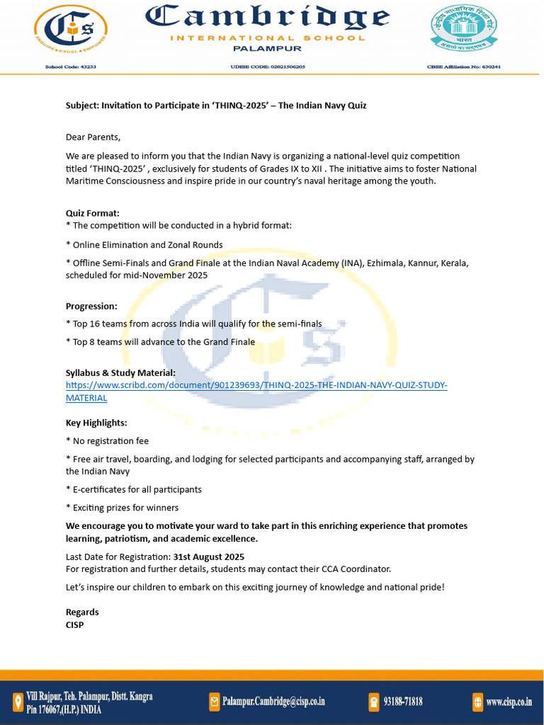 THINQ-2025-The Indian Navy Quiz | PDF