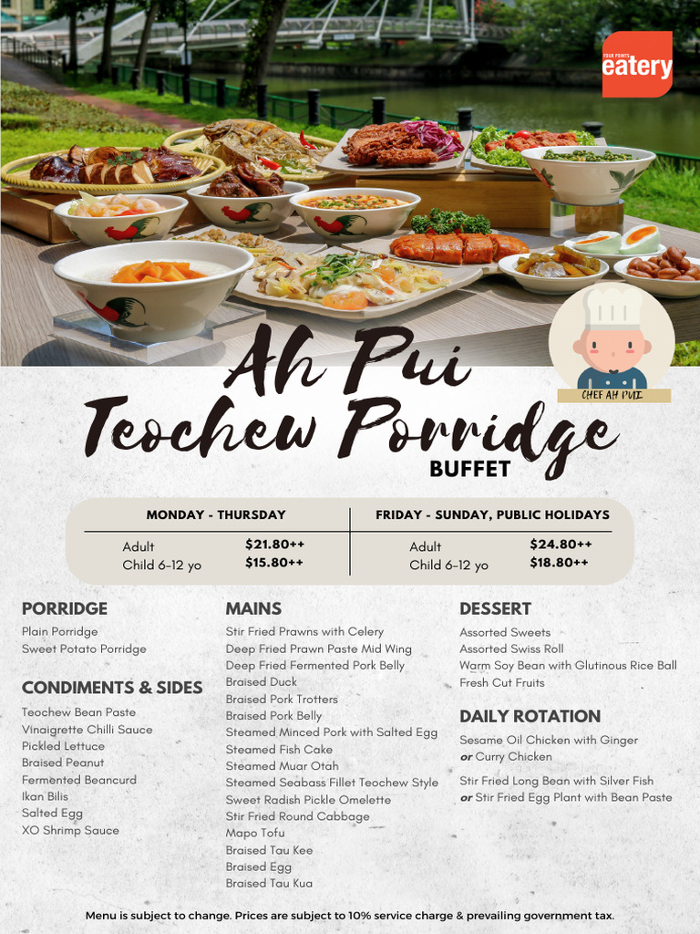 Ah Pui Teochew Porridge Buffet Menu | PDF