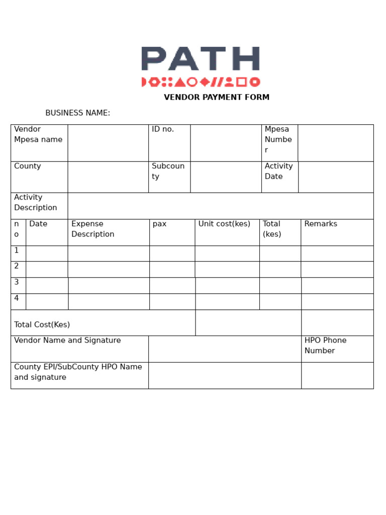 Vendor Mpesa Payment Form.-1 | PDF