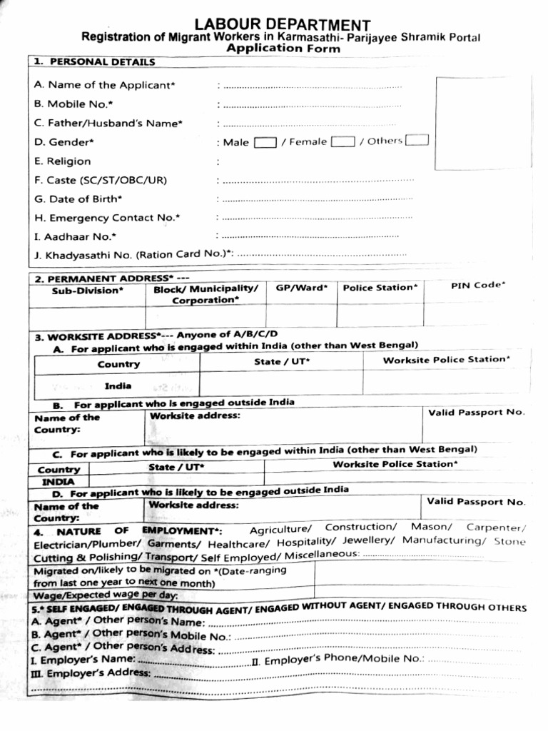 Parijai Sramik Form | PDF
