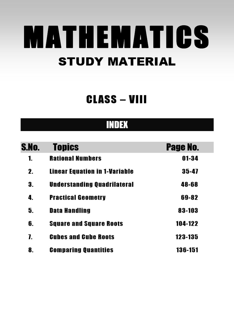Mathematics - Module-1 (Class Viii) | PDF | Numbers | Rational Number