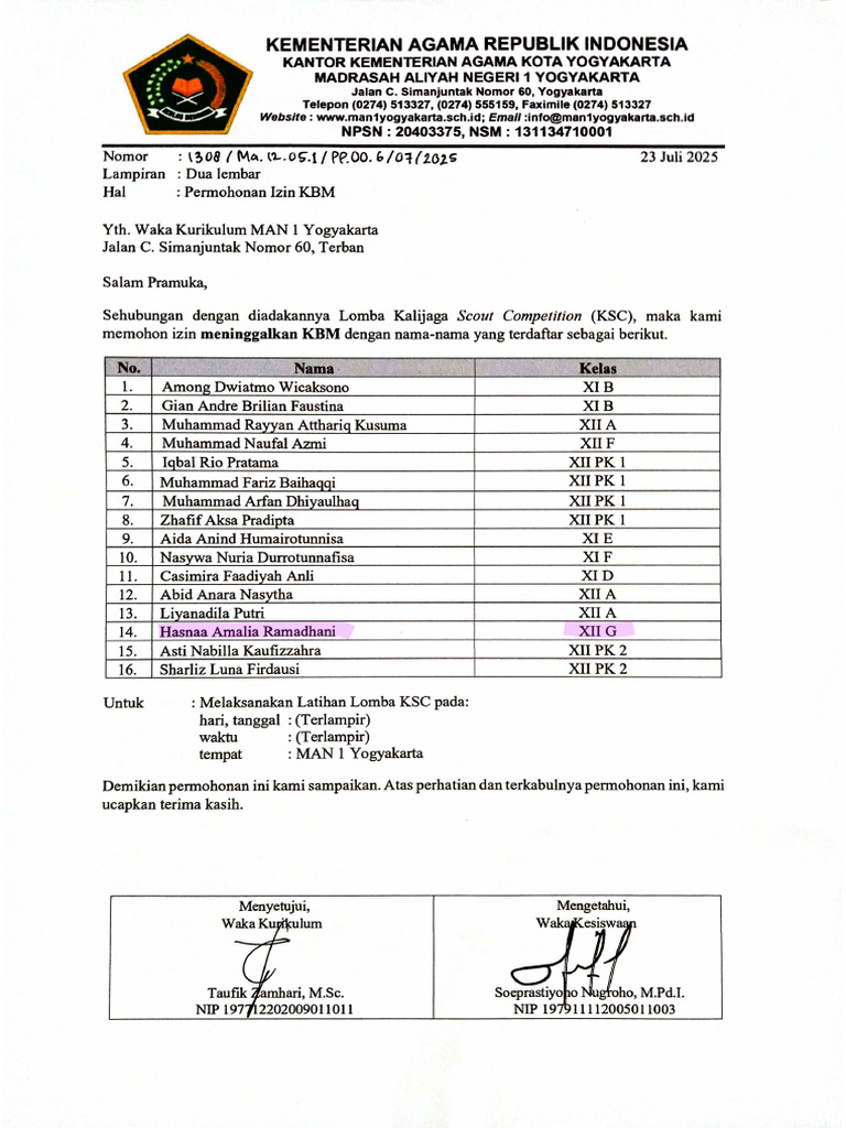 Surat Izin KBM (KSC) | PDF