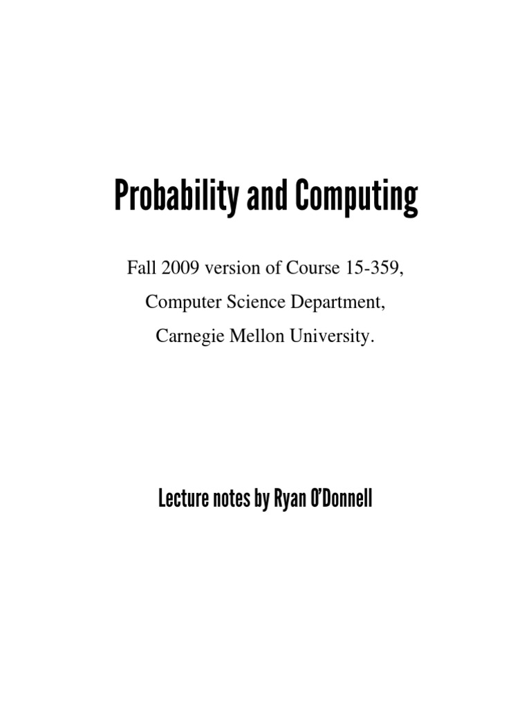 Probability and Computing Lecture Notes | PDF | Probability Theory ...