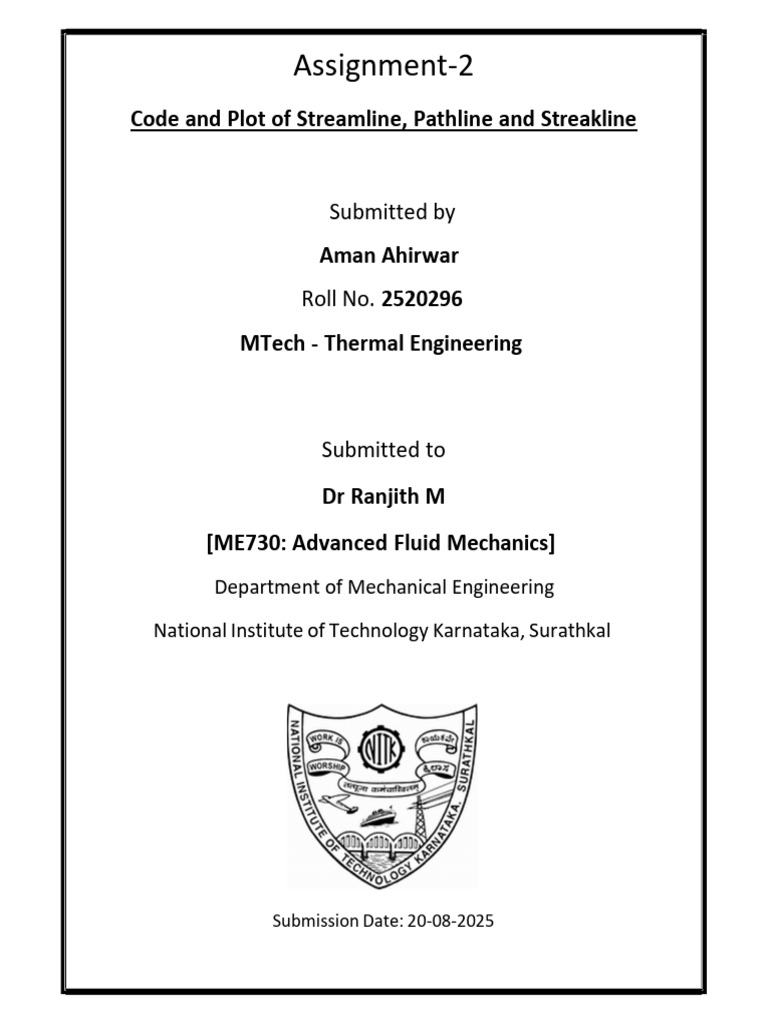 Streamline, Pathline, Streakline Analysis | PDF