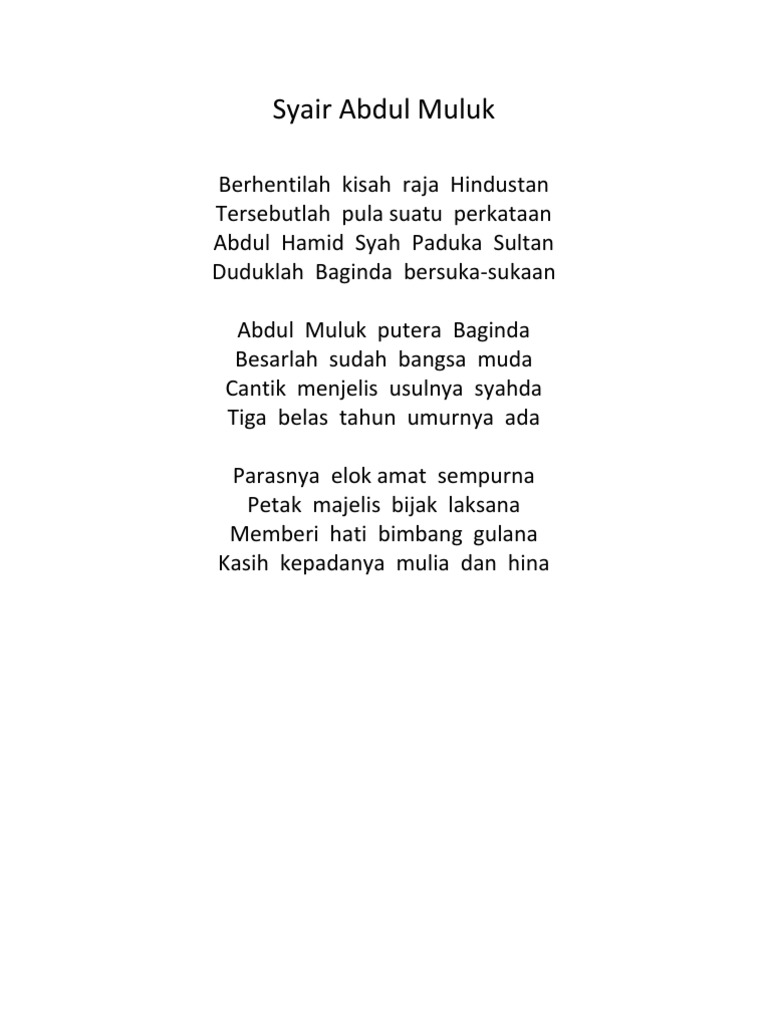Syair Abdul Muluk | PDF | Sejarah | Agama & Spiritualitas