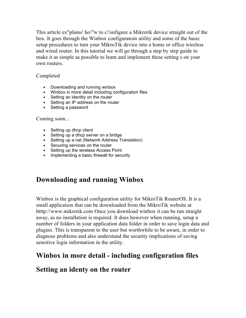 Step-by-Step MikroTik Router Setup | PDF | Router (Computing) | Ip Address