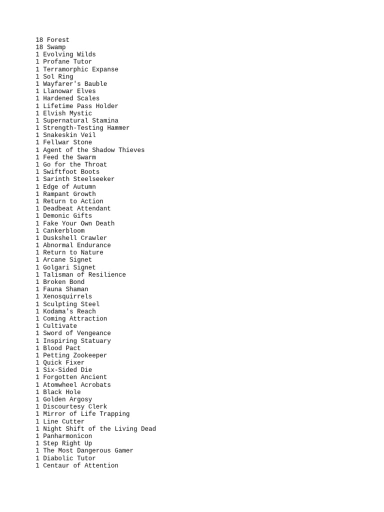Budget MDGamer Decklist Commander | PDF