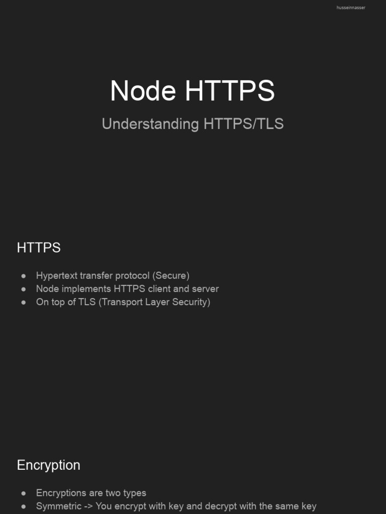 Node HTTPS: Understanding TLS and Encryption | PDF | Public Key ...