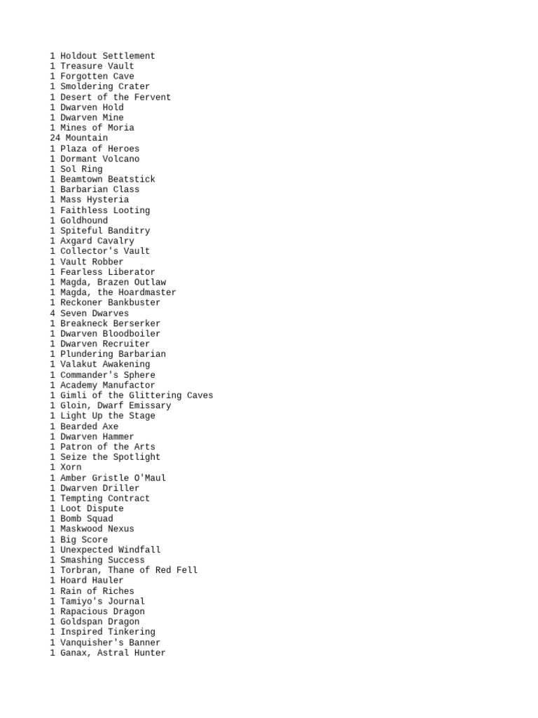 Magda Dwarves&Dragons Decklist | PDF