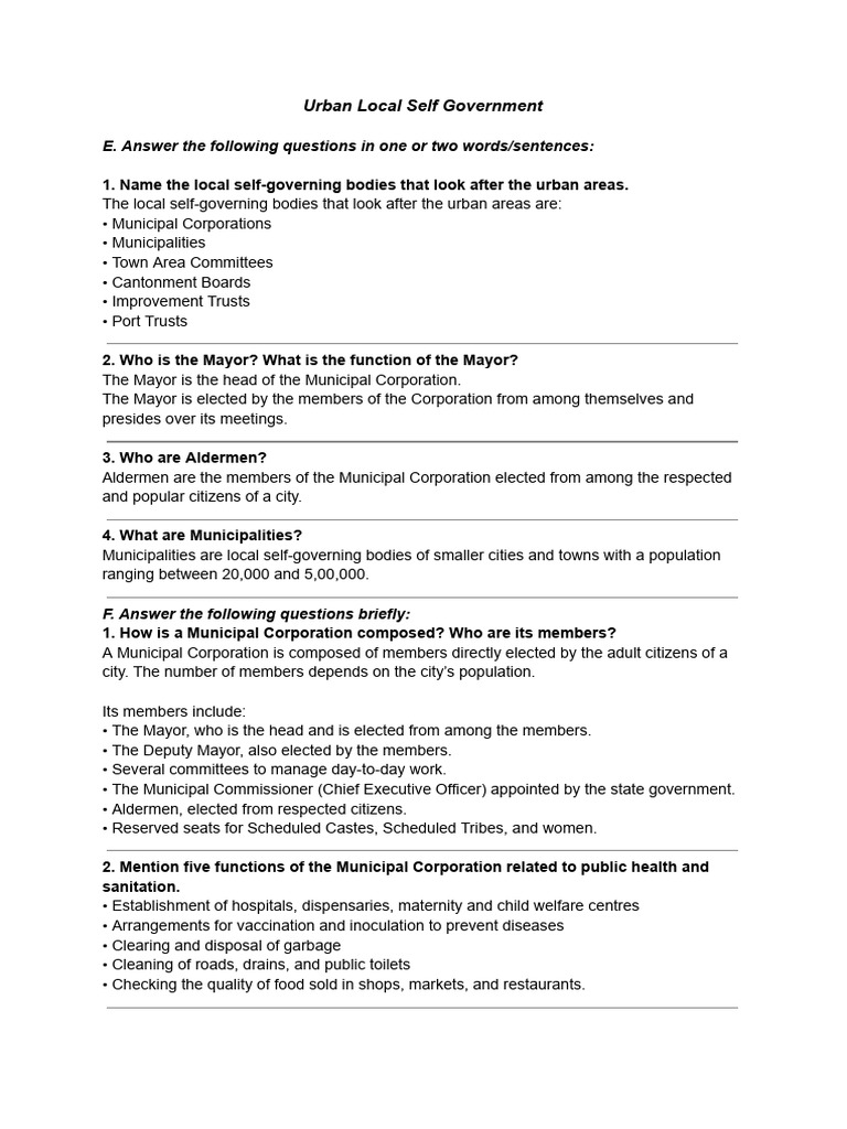 Civics - Urban Local Self Government | PDF | Mayor
