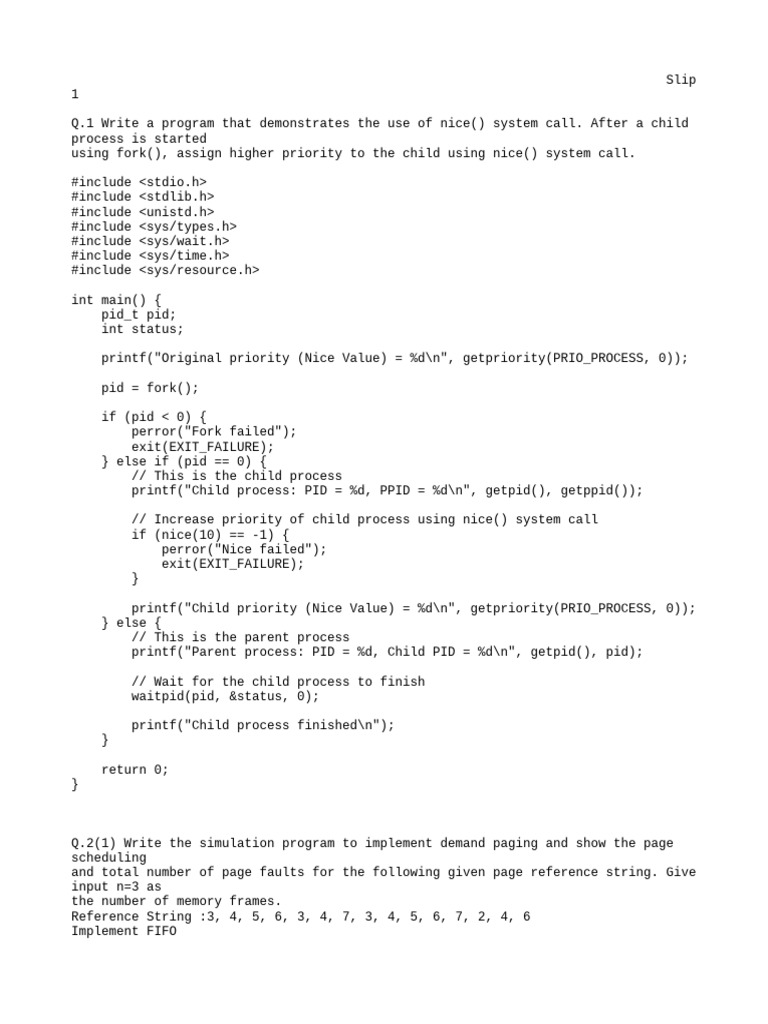 OS Slips Solutions | PDF | Computer Science | Computer Architecture