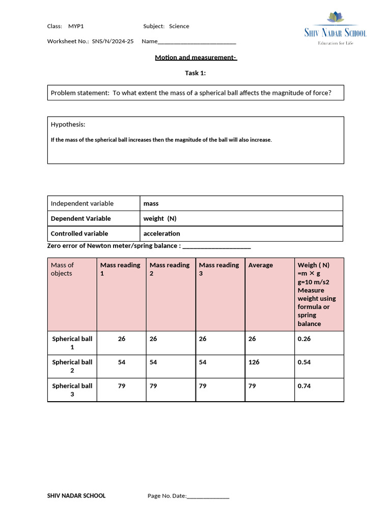 Impact of Mass on Force and Volume | PDF | Volume | Mass
