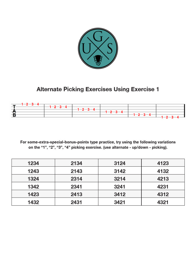 11 Alternate Picking Exercises Using Exercise 1 NEW | PDF