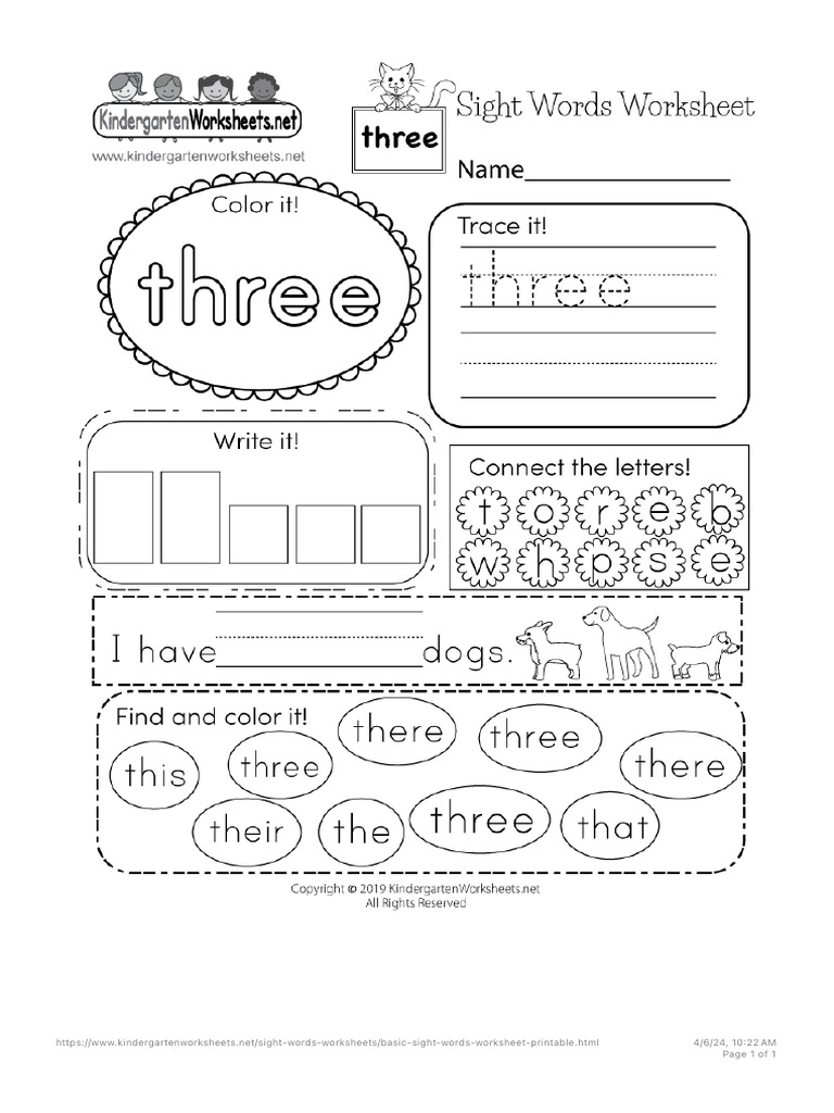 Free Printable Basic Sight Words Worksheet | PDF