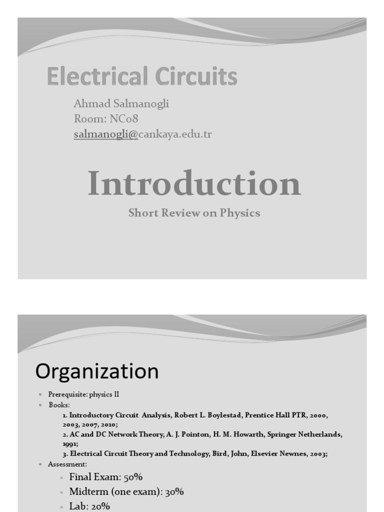Lecture 1 Electric Circuits Pdf Capacitor Series And Parallel