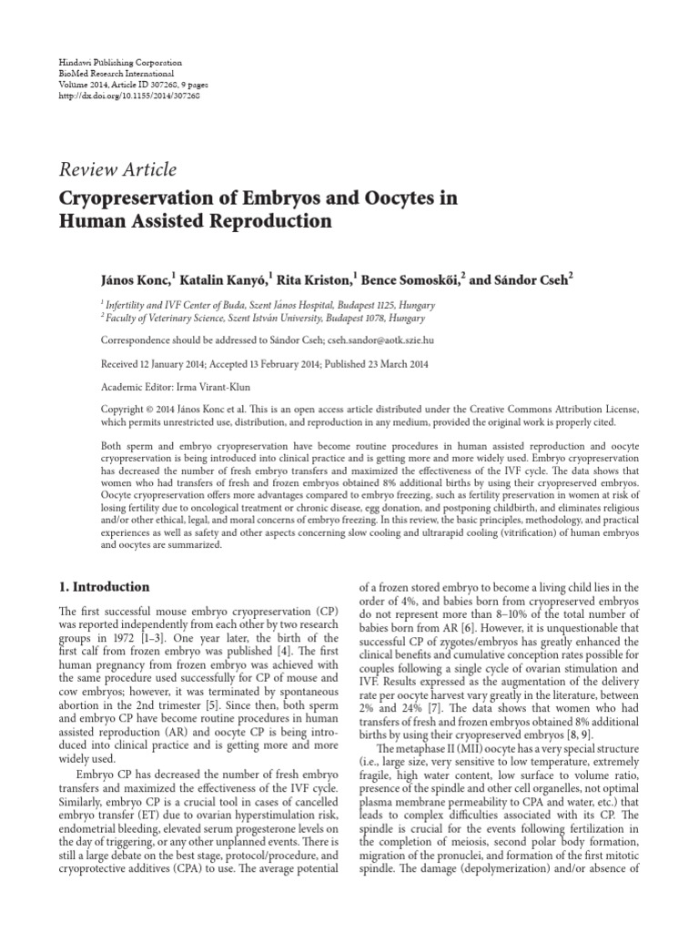 Vitrification - Principles and Results | PDF | In Vitro Fertilisation ...